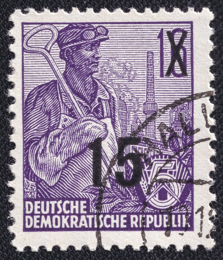Foundry Worker on a 1957 GDR Vintage Postage Stamp. Five-year Plan ...
