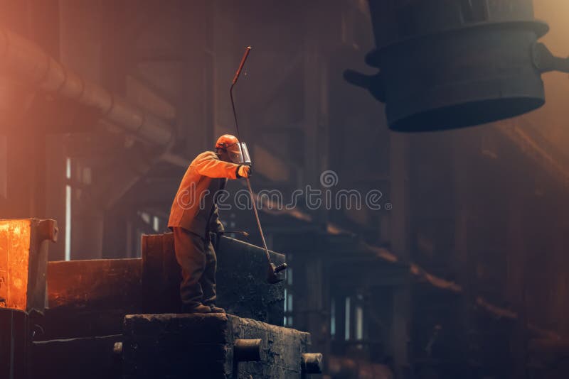 Foundry Worker in Metallurgy Plant after Iron Cast, Heavy Industry ...