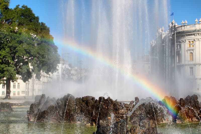 Refractions of Sunlight through a Fountain Stock Photo - Image of light ...