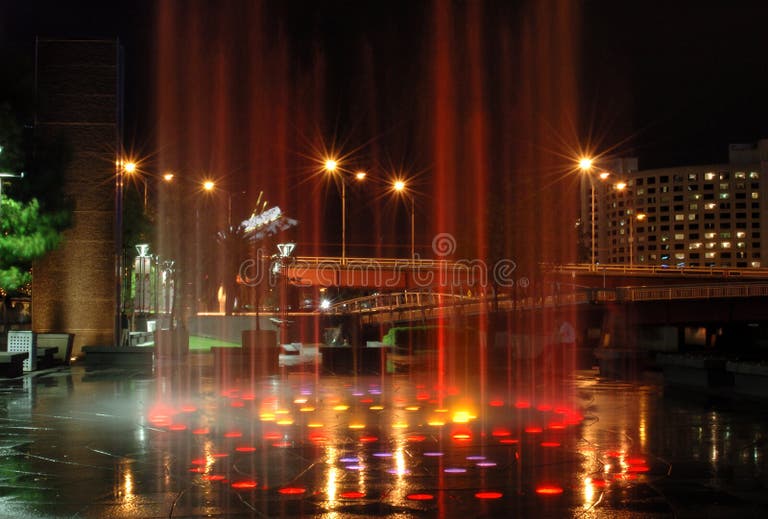 Fountain stock image. Image of dark, bridges, lights, outdoors - 342121