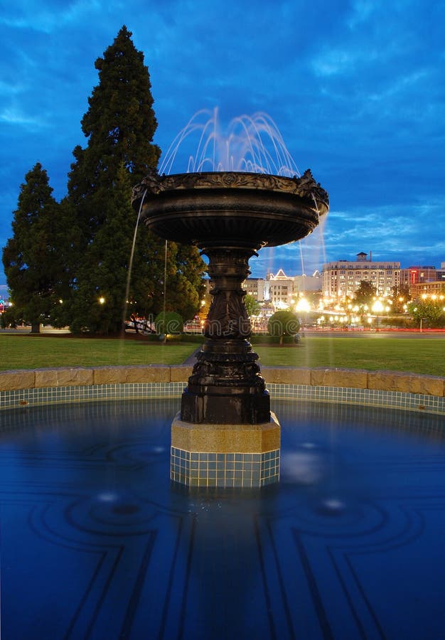 Fountain in Quebec City stock photo. Image of evening - 9338132