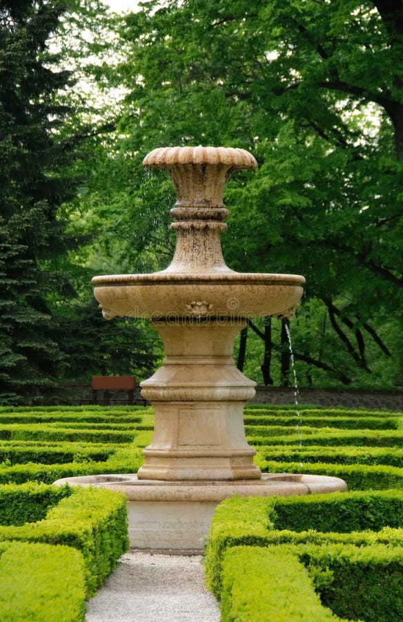 Stone Fountain in Classical Garden Stock Image - Image of classical ...