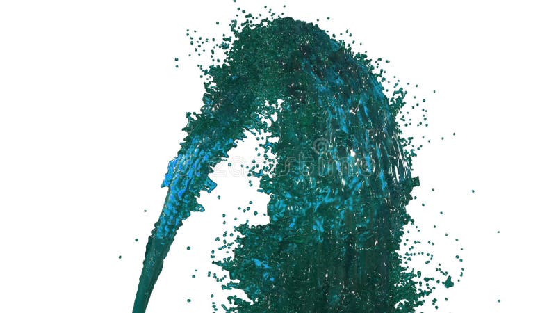 Fountain of Blue Juice 3d on White Background with Alpha Channel Use ...