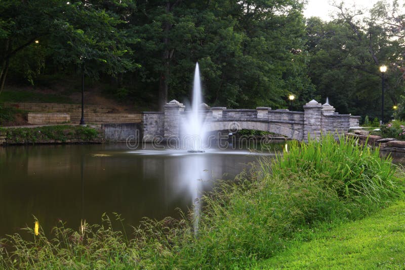 Fountain and Bridge stock image. Image of bridge, slow - 35670309