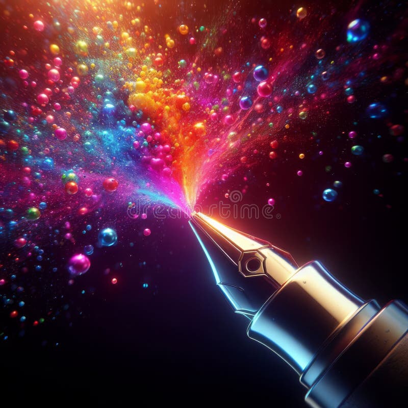 Fountain of Colors from Ink Pen Stock Photo - Image of fountain, design ...