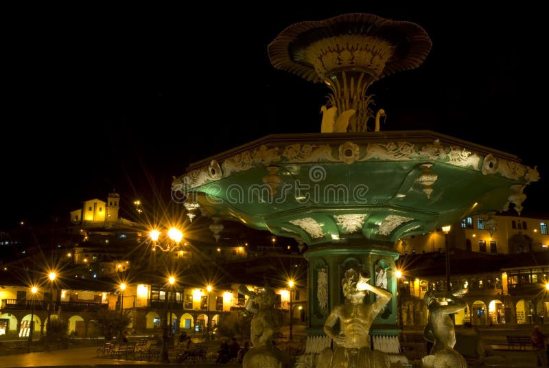 Fountain at Cusco S Main Square. Cusco, Peru Stock Image - Image of ...