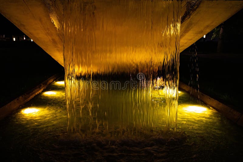 Fountain Day. Blur Defocus Image of Water Falls, Explode into Drop ...