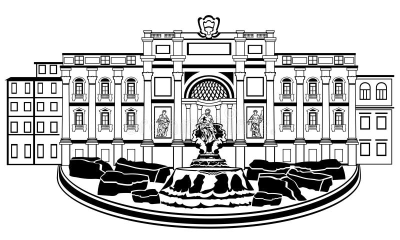 Trevi Fountain Roma Italy Stock Illustrations – 79 Trevi Fountain Roma ...