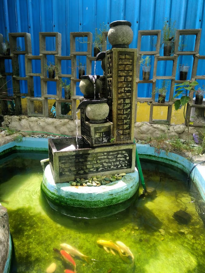 Fountain Decorations in Fish Ponds Stock Image - Image of water, ponds ...