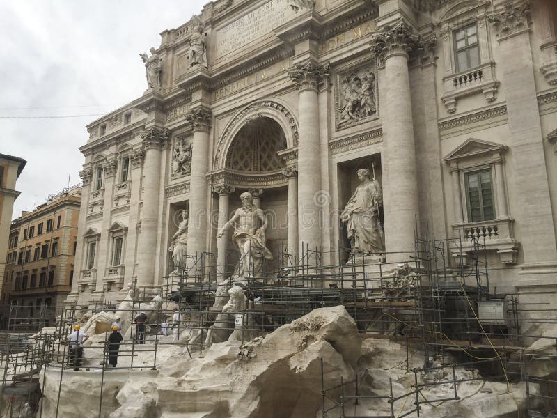 Fountain Di Trevi Under Construction in Rome - Italy Editorial Stock ...