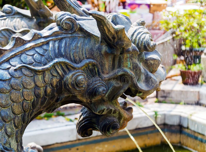 Fountain dragon statue stock image. Image of dragon - 145980111
