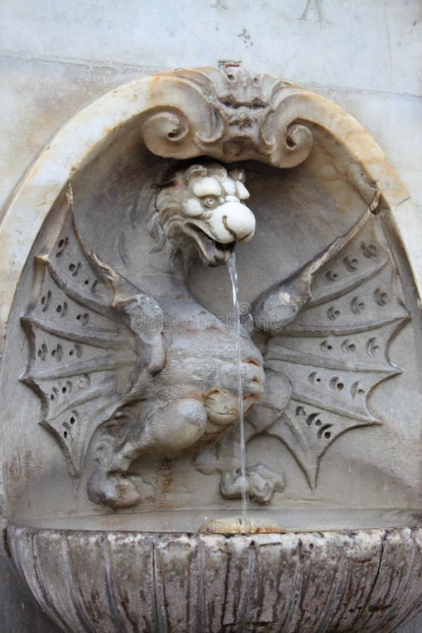 Fountain with a Dragon Statue Located in Rome Stock Image - Image of ...