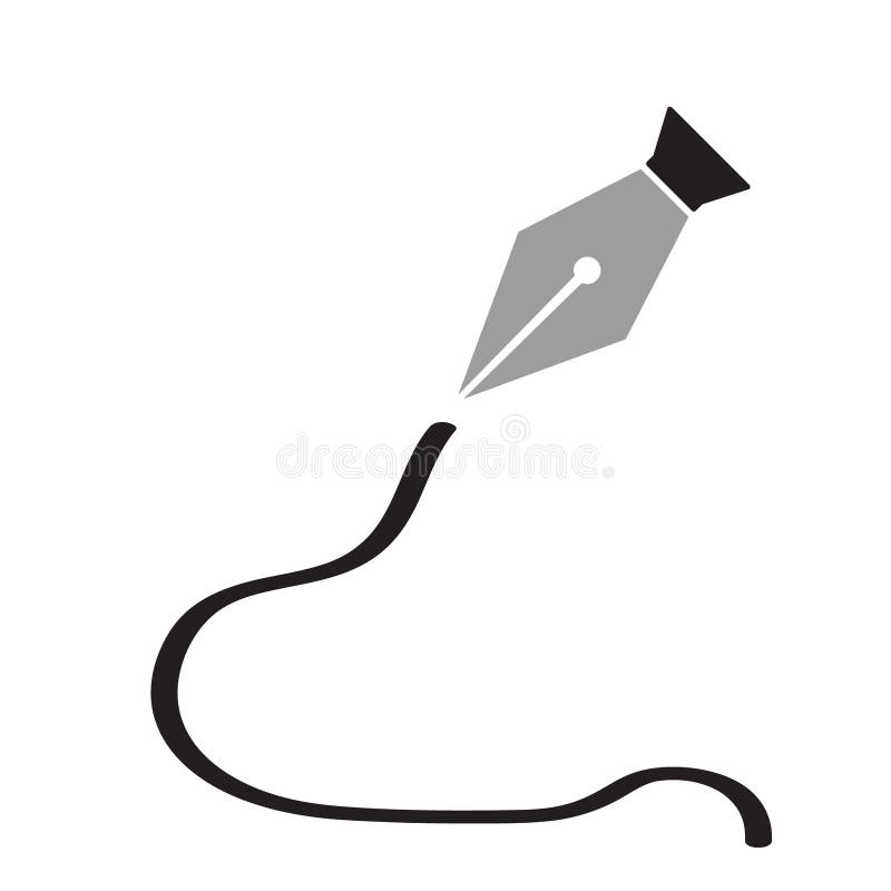 Fountain Drawing Pen Writing Black Line Stock Vector - Illustration of ...
