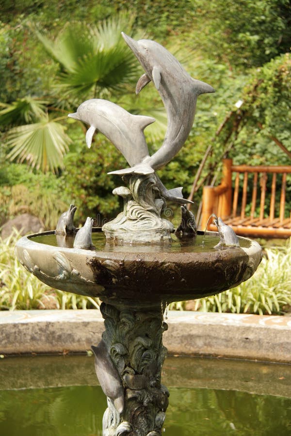 Fountain with Figures Dolphins Stock Photo - Image of garden, dolphin ...