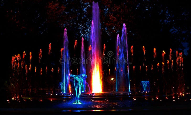 Fountain of fire and water stock image. Image of fire - 118590579