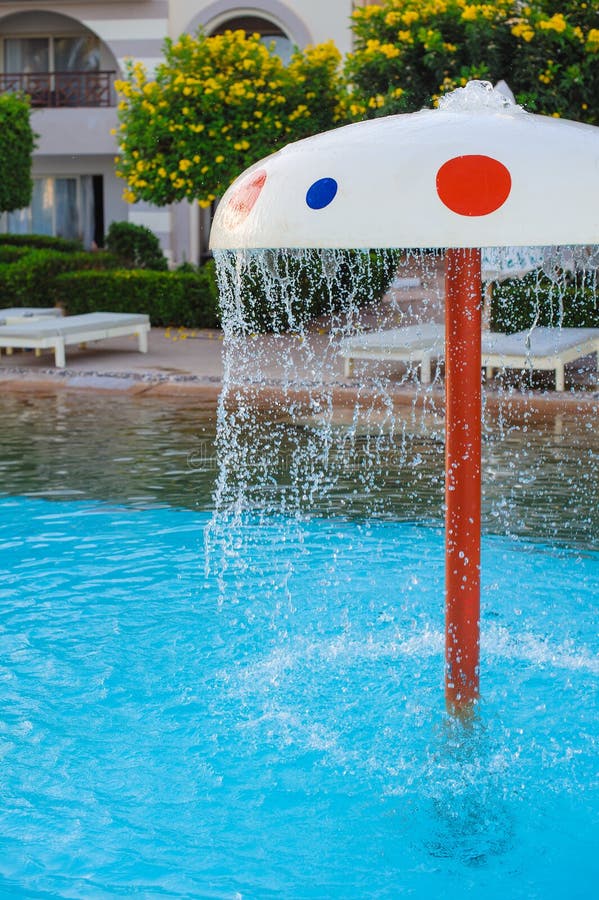 Mushroom Fountain In Swimming Pool Stock Image - Image of splash ...