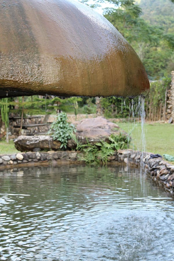 Mushroom Fountain In Swimming Pool Stock Image - Image of blue, kids ...