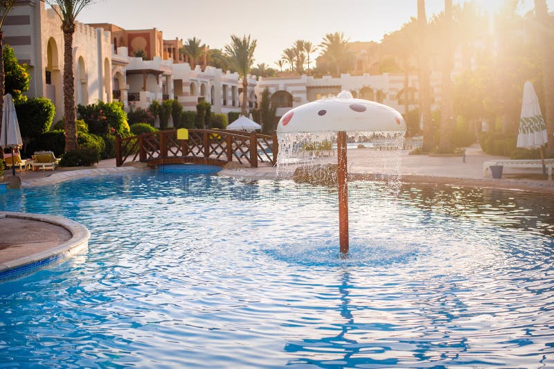 Fountain in the Form of a Mushroom in Pool Stock Image - Image of ...