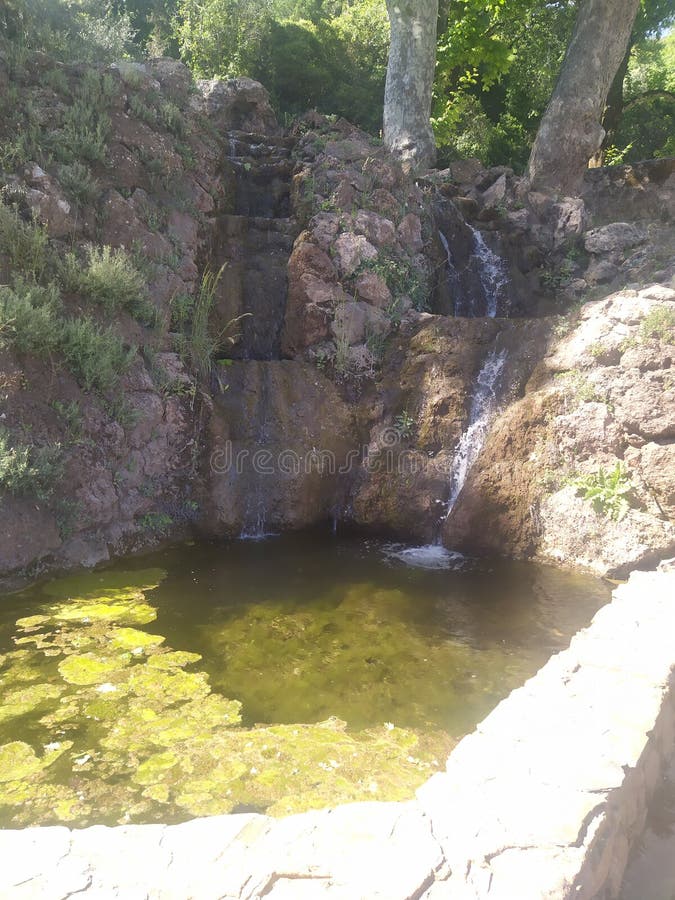 Fountain in the Form of a Natural Waterfall Stock Image - Image of 2022 ...