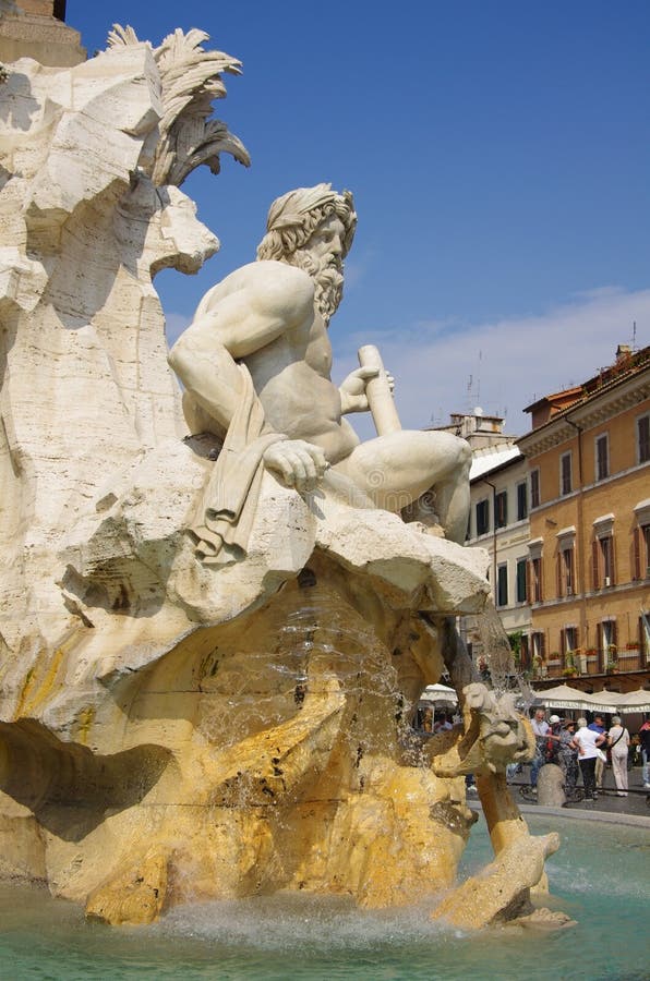 The Fountain of Four Rivers Editorial Stock Image - Image of designed ...