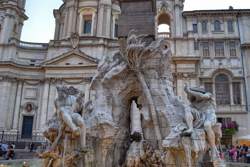 The Fountain of the Four Rivers Editorial Image - Image of city, italy ...