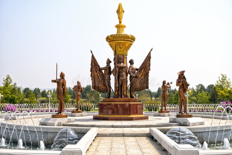 The Fountain in Front of Kumsusan Palace of the Sun. Pyongyang, DPRK ...