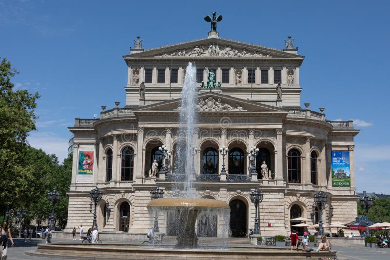 Fountain in Front of the Old Opera Editorial Stock Image - Image of ...