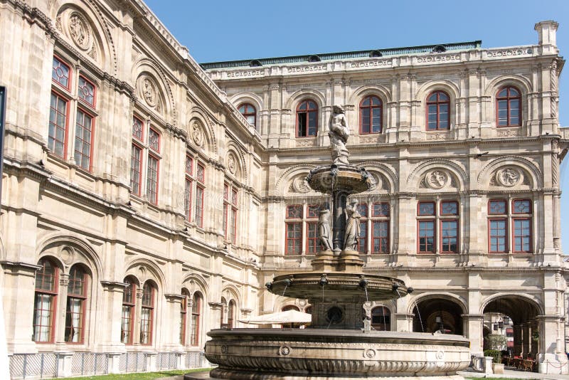 Fountain in Front of the Opera House of Vienna Stock Photo - Image of ...