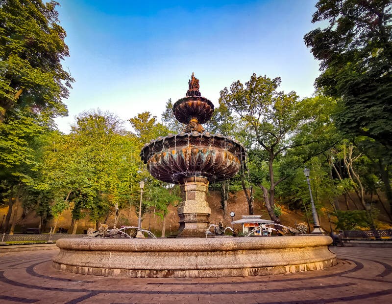 Fountain at the Glass Bridge in Kiev Stock Image - Image of july ...