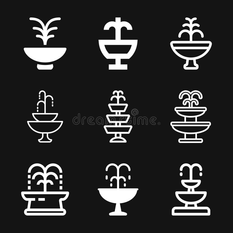 Fountain Icon, Vector Illustration Fountain with Water Splash Stock ...