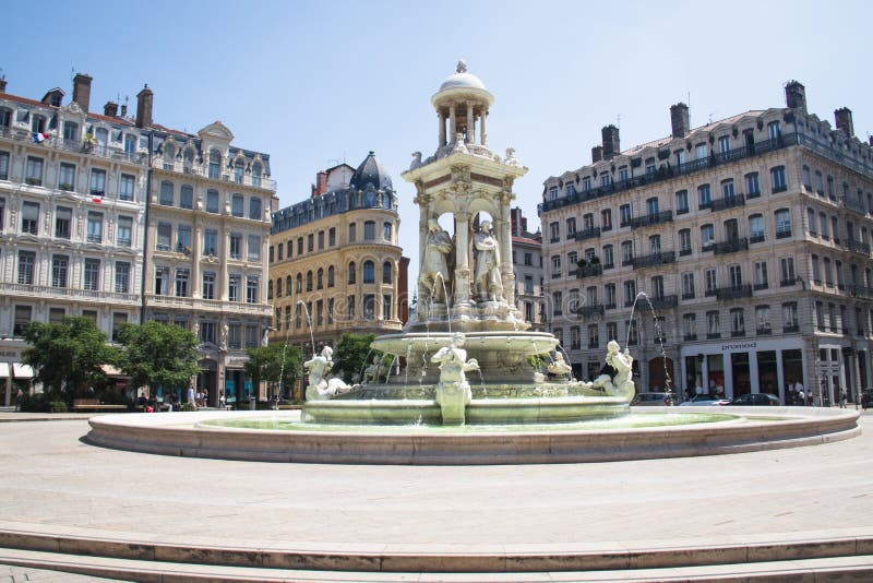 Fountain on Jacobin S Square in Lyon, France Editorial Photography ...