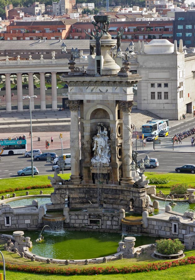 Fountain Landmark, Barcelona, Spain Stock Image - Image of catalan ...