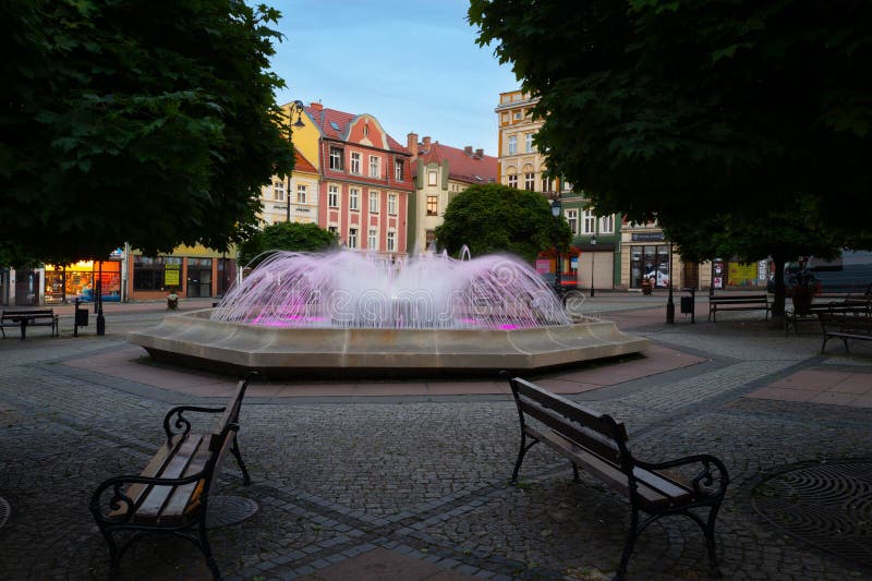 Fountain on Market Square in Walbrzych, Polan Editorial Photo - Image ...