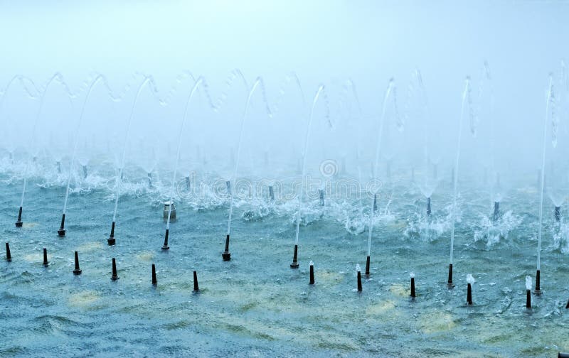 Fountain in mist stock image. Image of water, spary, blur - 15751989