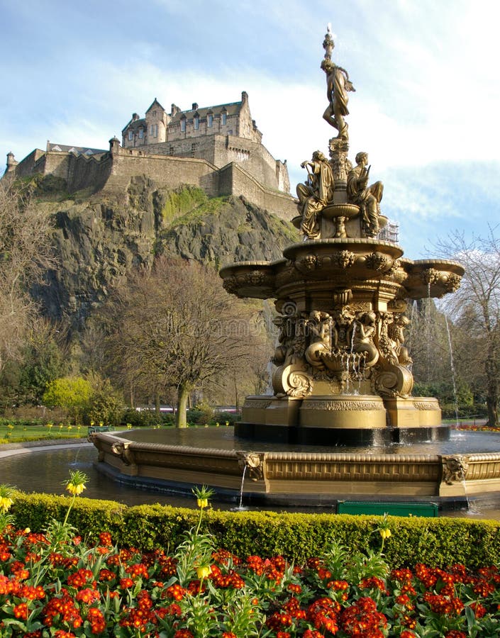 Fountain Near Edinburgh Castle Stock Image - Image of capital, ancient ...