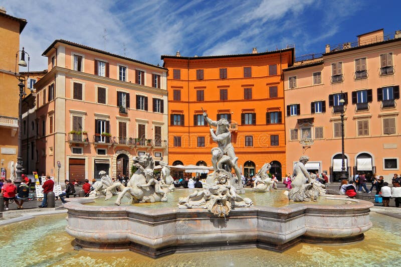 The Fountain of Neptune on Piazza Navona in Rome, Italy Editorial Photo ...