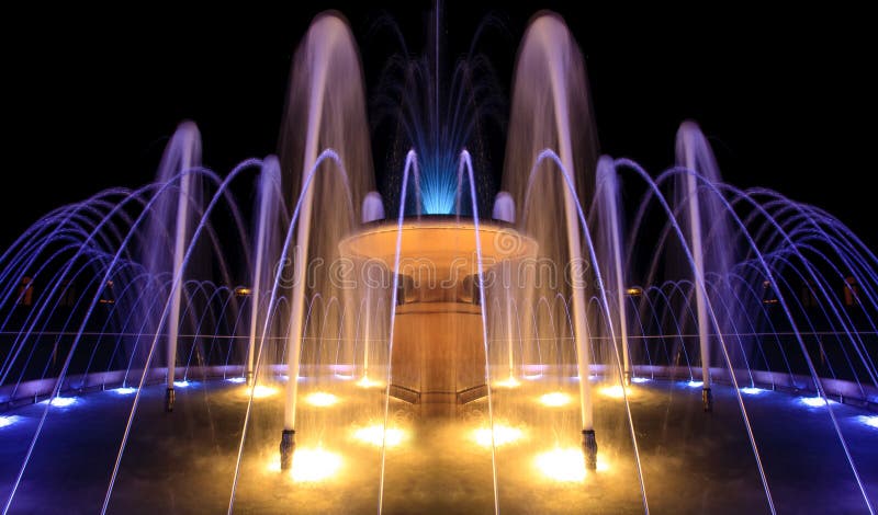 Water fountain at night stock photo. Image of lights - 17429016
