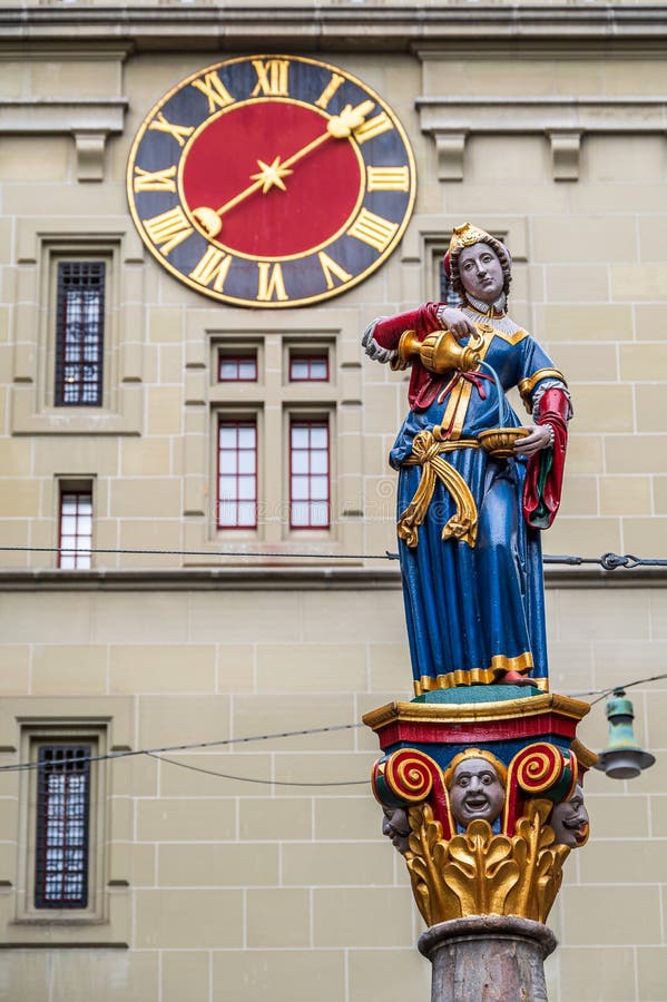 Fountain in the Old Town of Bern Stock Image - Image of ancient ...
