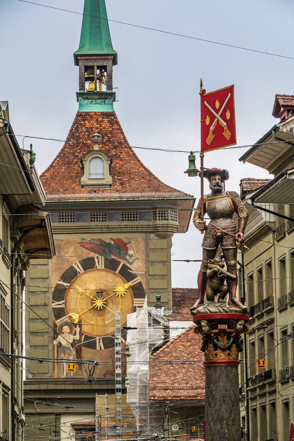 Fountain in the Old Town of Bern Stock Image - Image of sculpture ...
