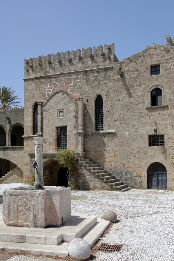 Fountain in the Old Town of Rhodes, Greece Stock Photo - Image of ...