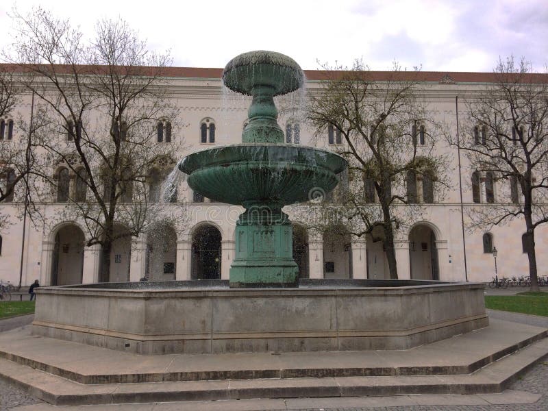 A Fountain Outside the University of Munich Stock Photo - Image of ...