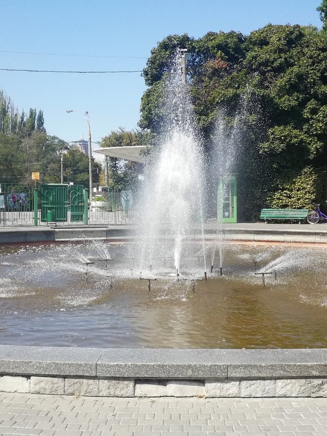Fountain in the park stock image. Image of fountain - 207672661