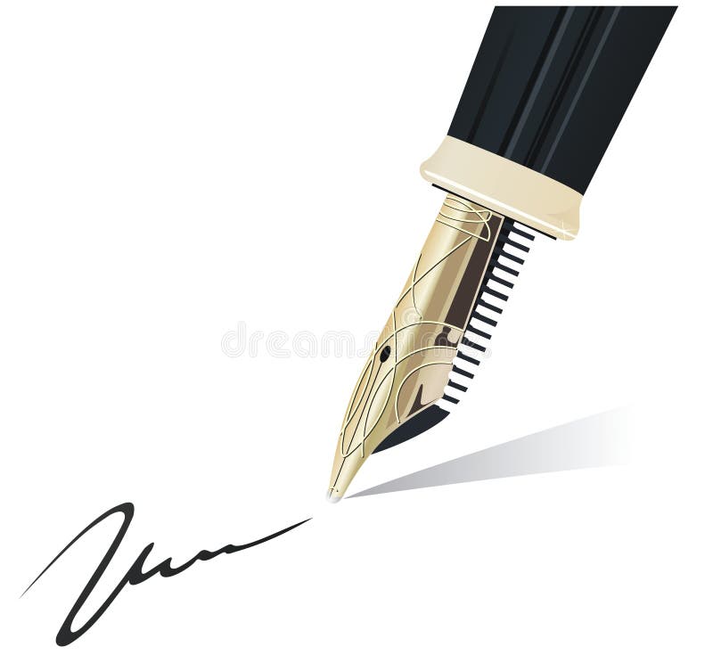 Fountain Pen Writing on Paper Stock Vector - Illustration of write ...