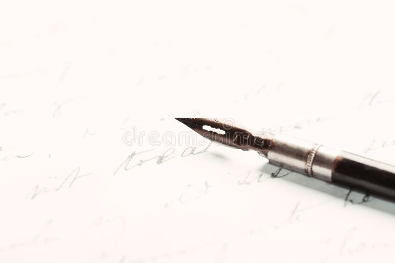 Fountain Pen on an Ancient Handwritten Letter. Old Story. Retro Style ...