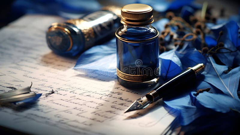 Fountain Pen on Antique Letter - AI Generated Stock Illustration ...