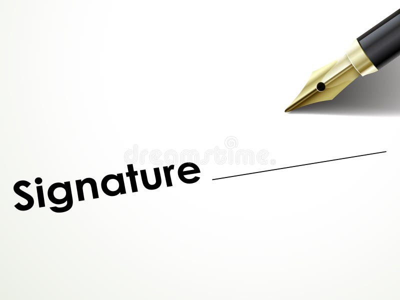 Fountain Pen and the Area for Signature Over Document Stock Vector ...