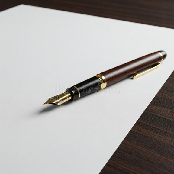 Fountain Pen on a Blank Sheet of Paper. Stock Image - Image of fine ...