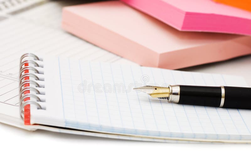 Fountain Pen, Notepad, Wooden Abacus. Workplace of an Accountant Stock ...
