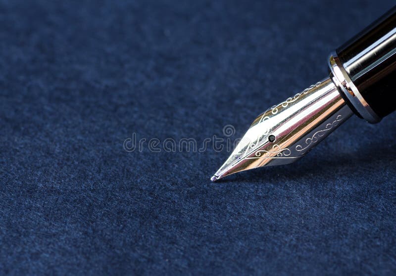 Fountain Pen on Blue Background with Clipping Path. Stock Image - Image ...