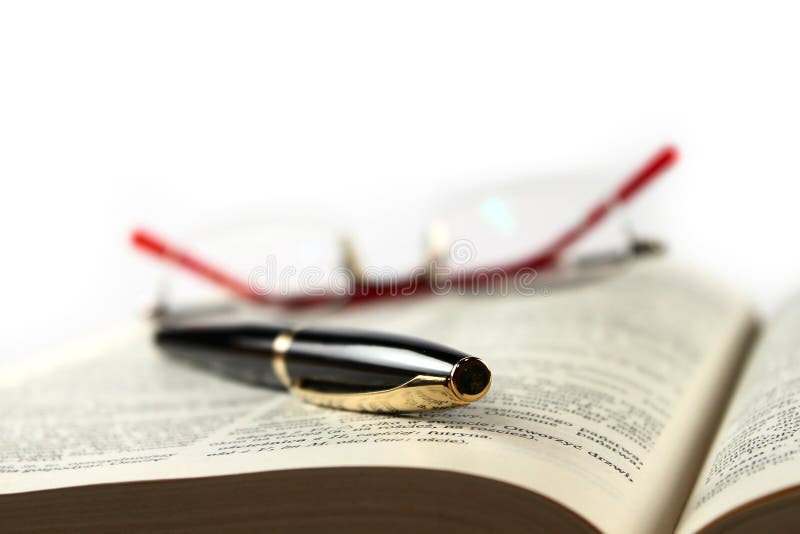 Open Book with Fountain Pen Stock Photo - Image of literary, retro ...